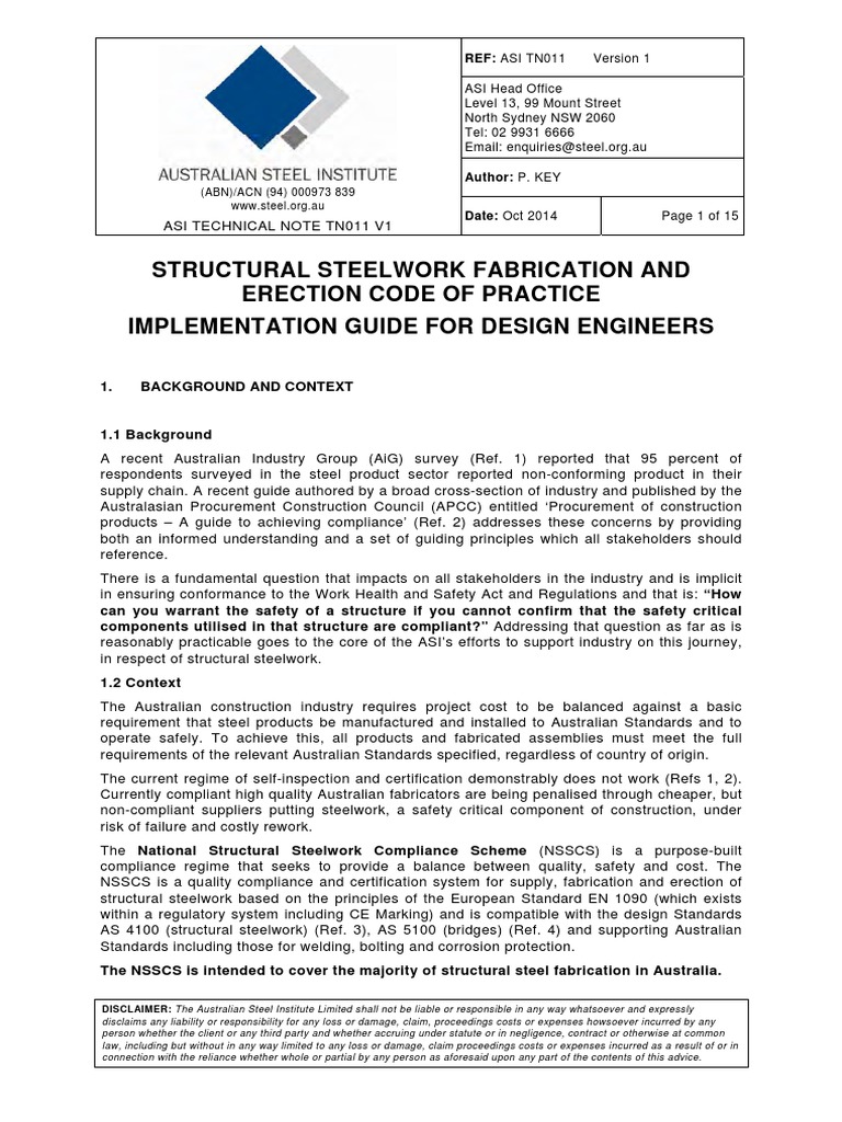 Implementation of the National Structural Steelwork Compliance Scheme ...