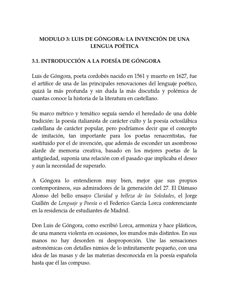 Góngora y la Invención Poética | PDF | Poesía | Science