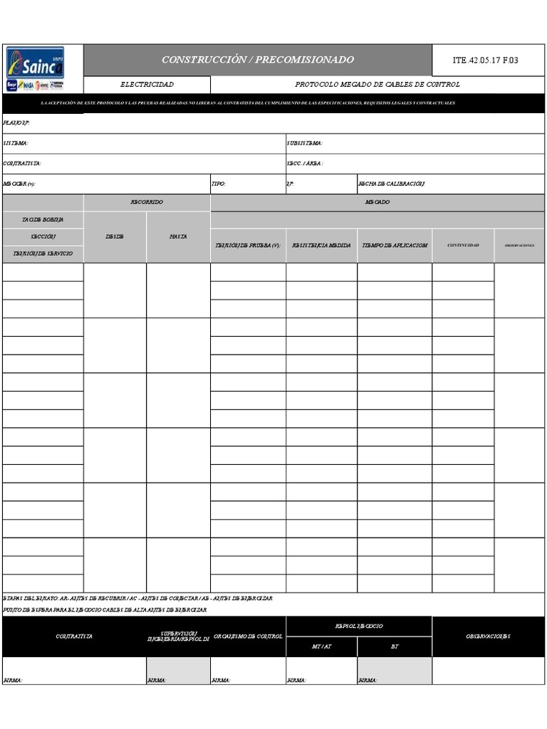 Protocolo Megado de Cables de Control