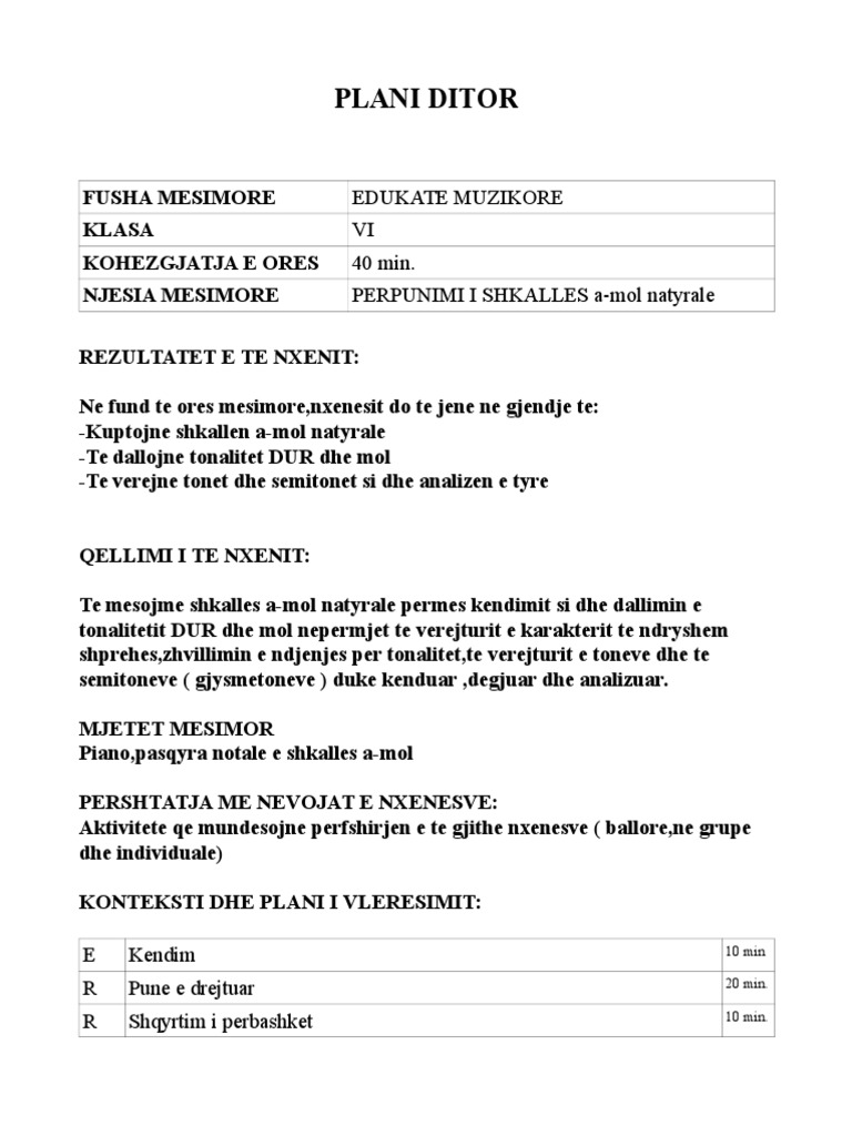 Perpunimi I Shkalles A-Mol Natyrale | PDF