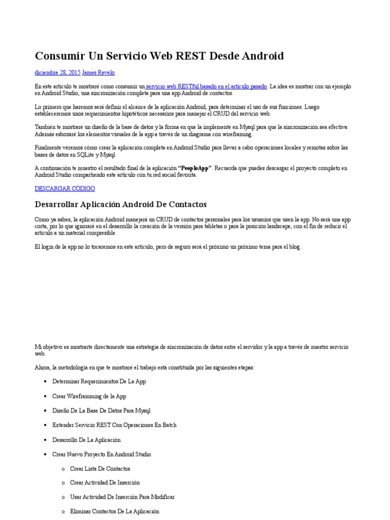 Consumir Un Servicio Web REST Desde Android | PDF | Transferencia de estado representacional ...
