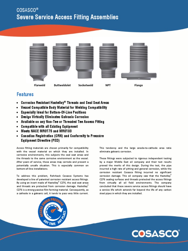 Cosasco Severe Service Access Fitting Assemblies | Corrosion | Pipe ...
