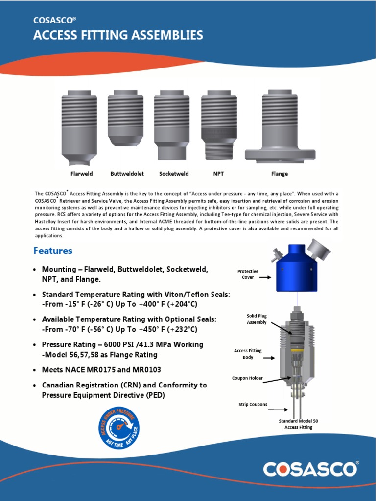 Cosasco Access Fitting Assemblies Overview | PDF | Mechanical ...