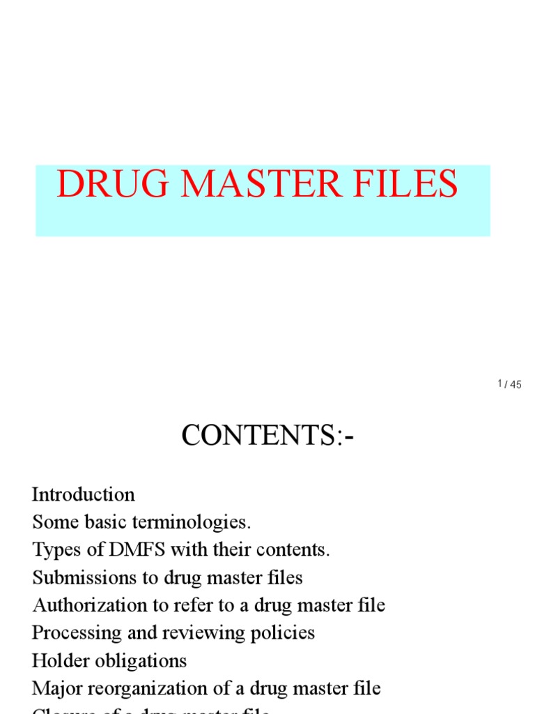 Drug Master Files | PDF | Healthcare Industry | Pharmaceutics