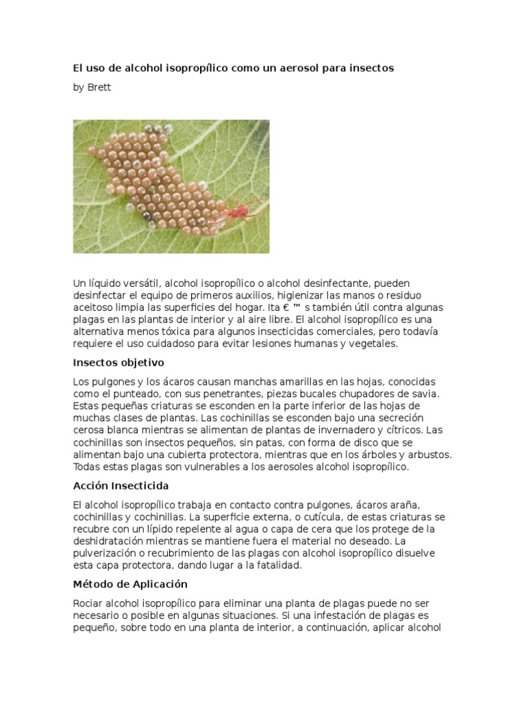 Alcohol Isopropilico Como Insecticida | PDF | Insectos | Insecticida