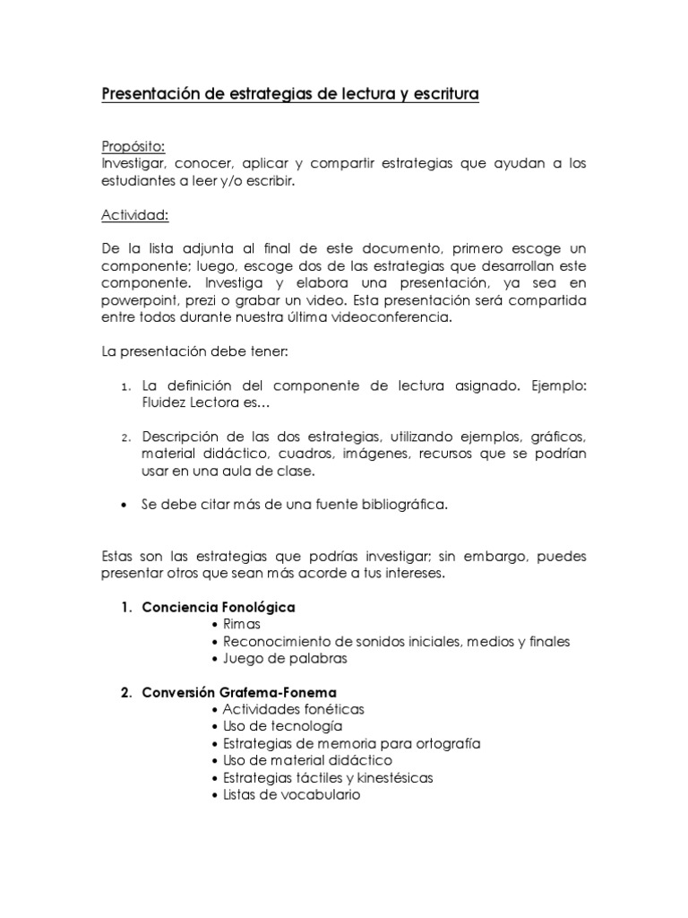 Estrategias Efectivas de Lectura y Escritura | PDF | Cognición ...