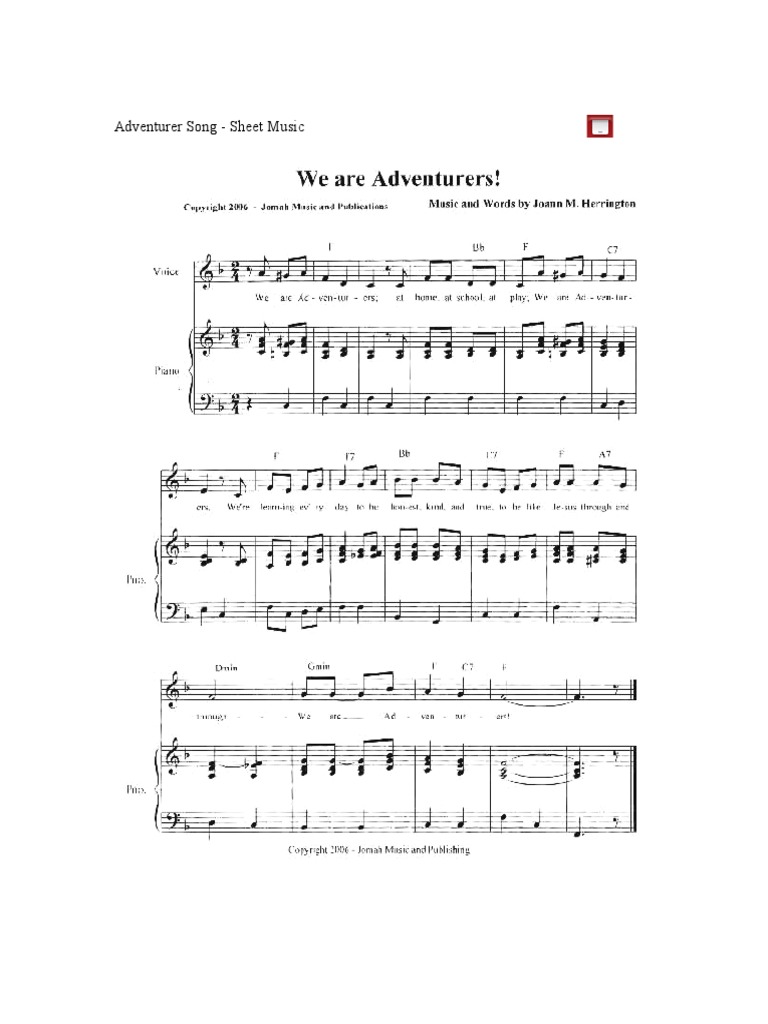Adventurer Song - Sheet Music | PDF