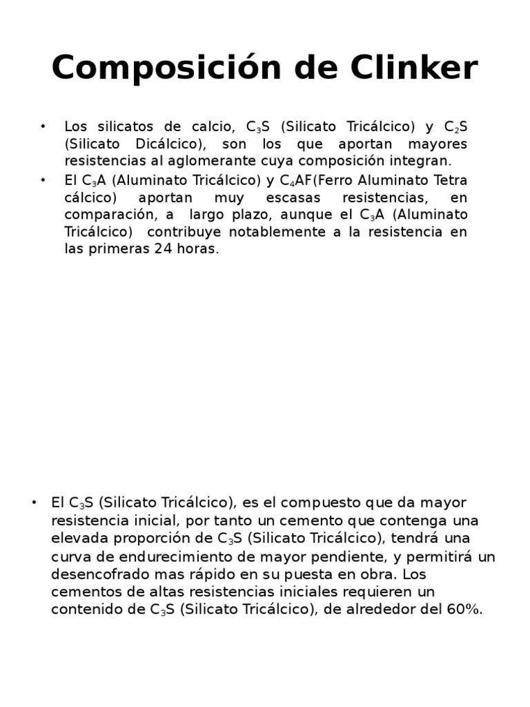 Composición de Clinker | Cemento | Materiales de construcción