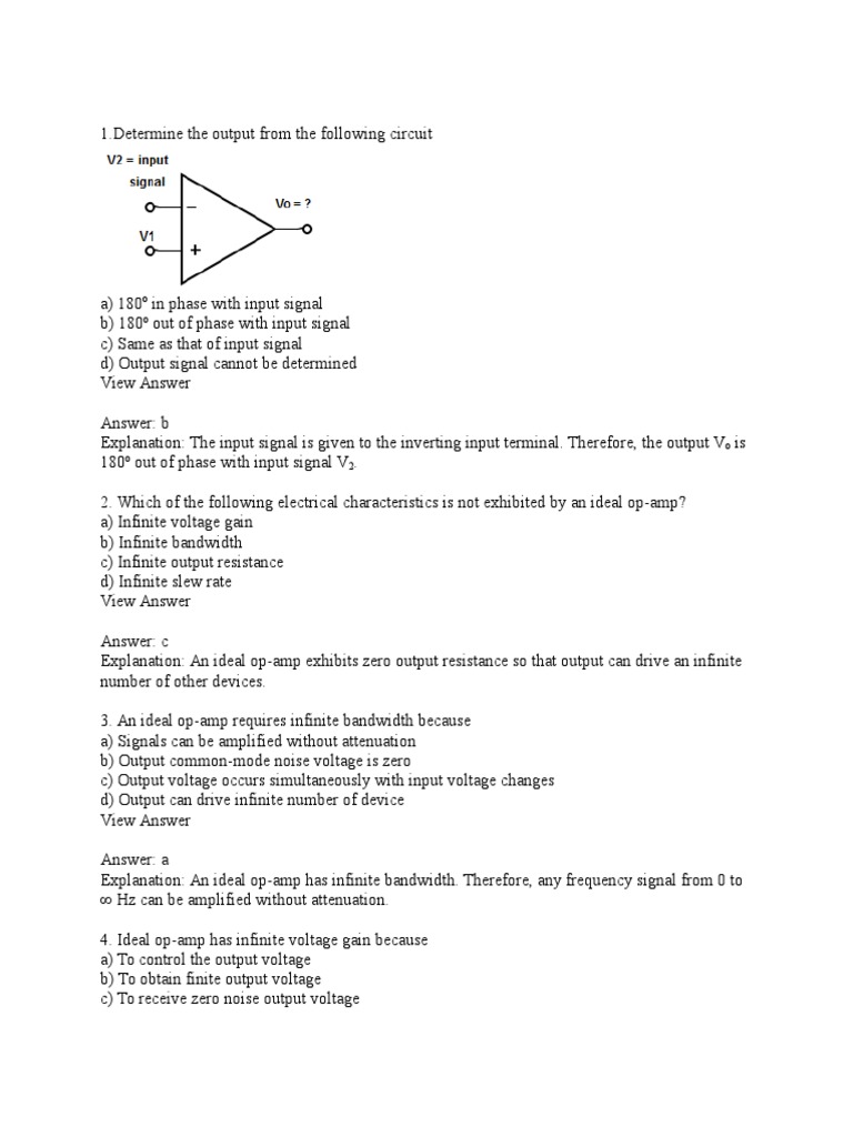 Lic MCQ | PDF | Operational Amplifier | Amplifier