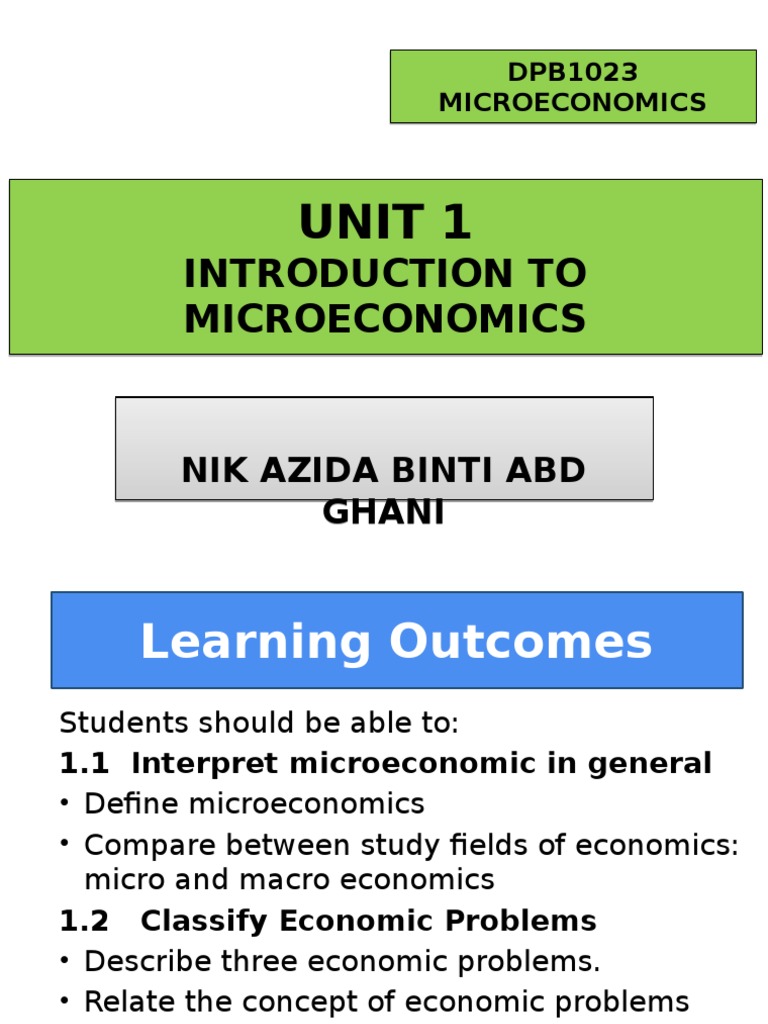 DPB1023 Unit 1 Introduction To Microeconomics | PDF | Free Market ...