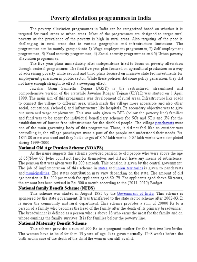 India's Poverty Alleviation Programs | PDF | Poverty | Poverty ...