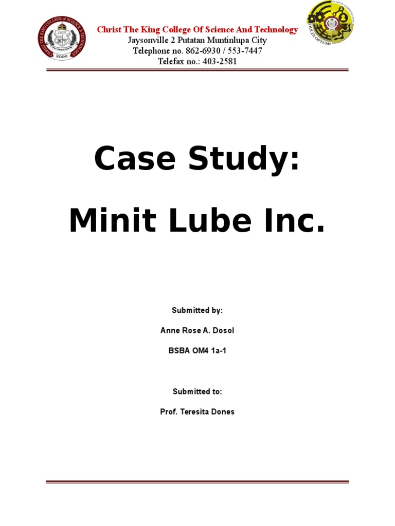 Minit Lube Case Study FINAL | PDF | Swot Analysis | Economies