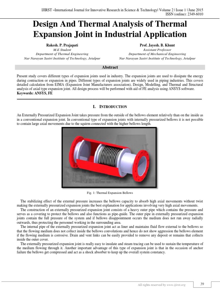 Design and Thermal Analysis of Thermal Expansion Joint in Industrial ...