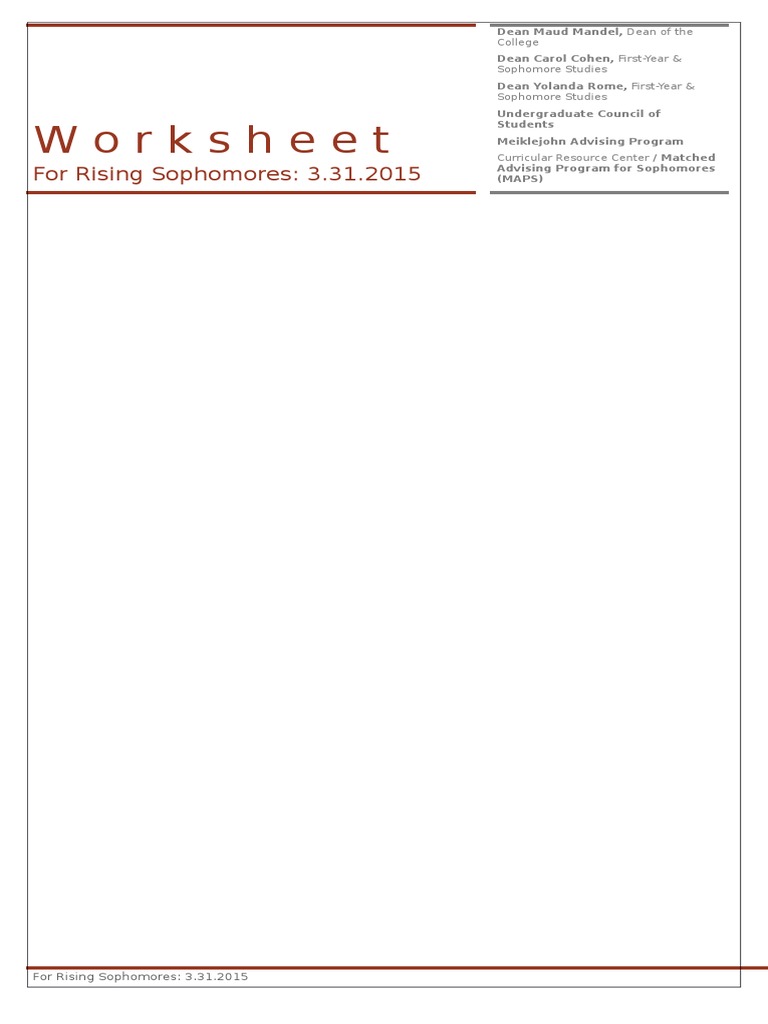 Rising Sophomore Worksheet | PDF | Academia | Students