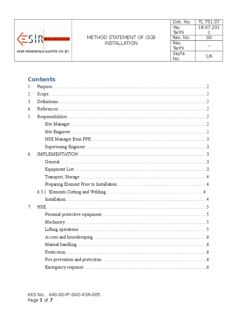 Method Statement For GCB | PDF | Personal Protective Equipment | Crane ...