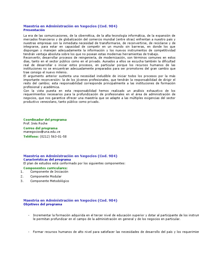 Maestría En Administración En Negocios Pdf Recursos Humanos Business