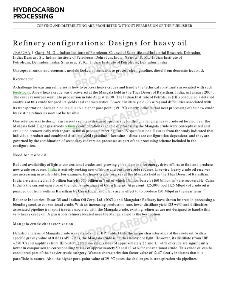 Refinery Configuration | PDF | Oil Refinery | Petroleum