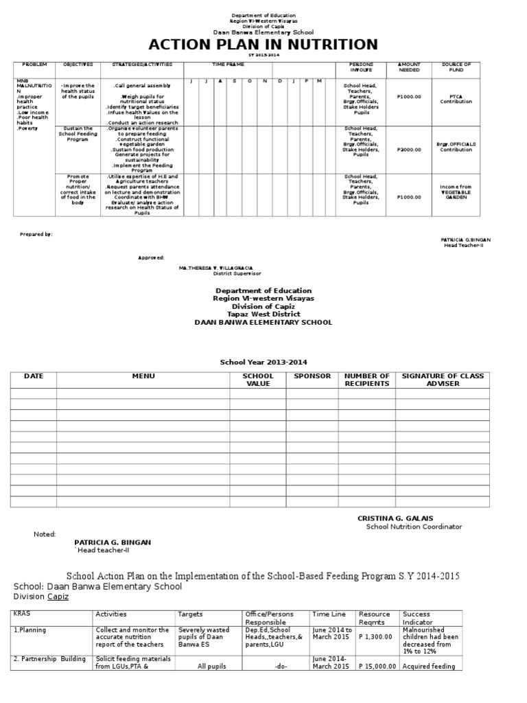 Action Plan for School Feeding Program | PDF | Non Governmental ...