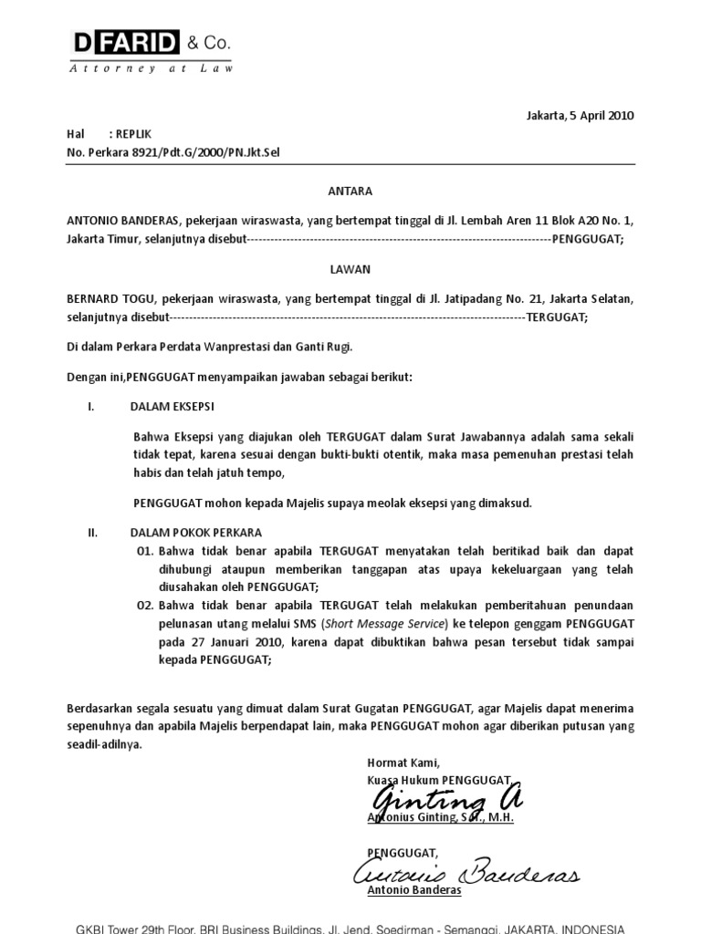 Replik Penggugat dalam Perkara Cerai | PDF