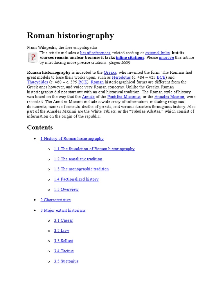 Roman Historiography Week 1 | PDF | Ancient Europe | Ancient Rome