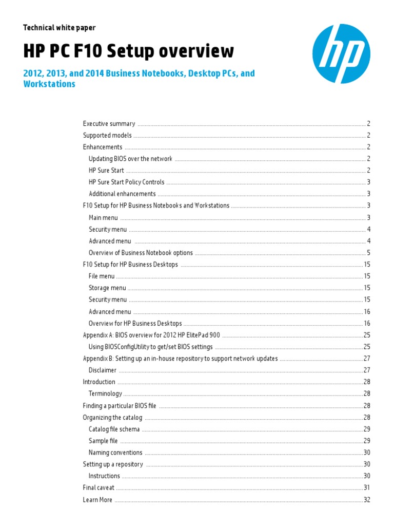 HP PC F10 Setup Overview | Bios | Booting