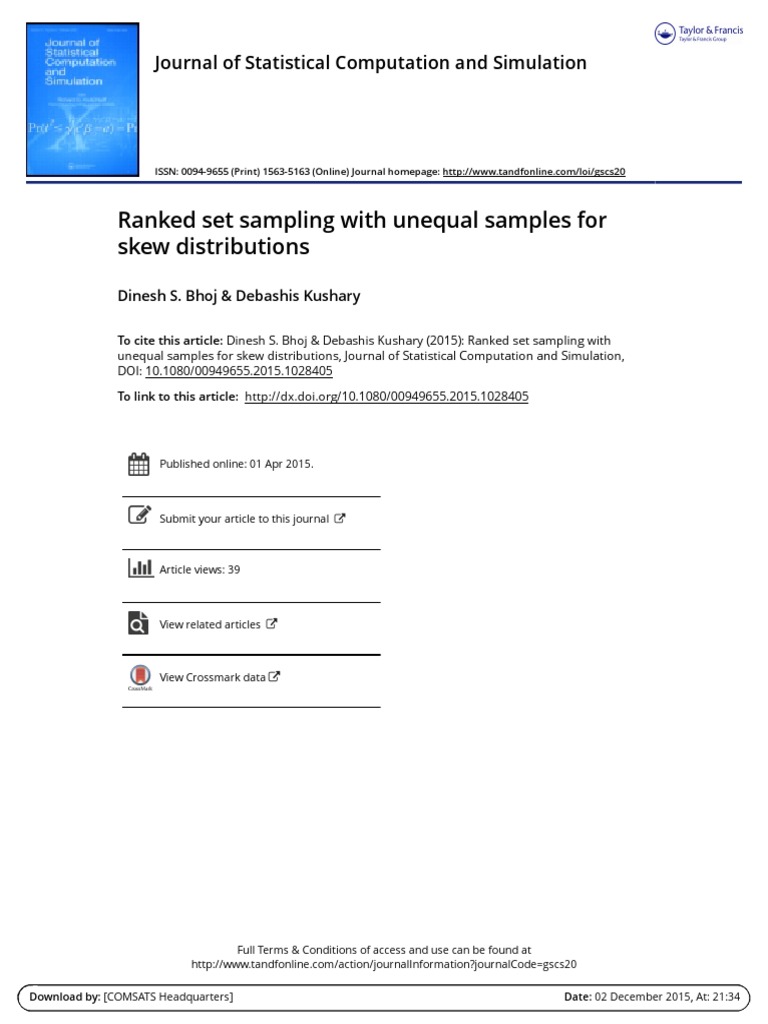 Ranked Set Sampling With Unequal Samples For Skew Distributions | PDF ...