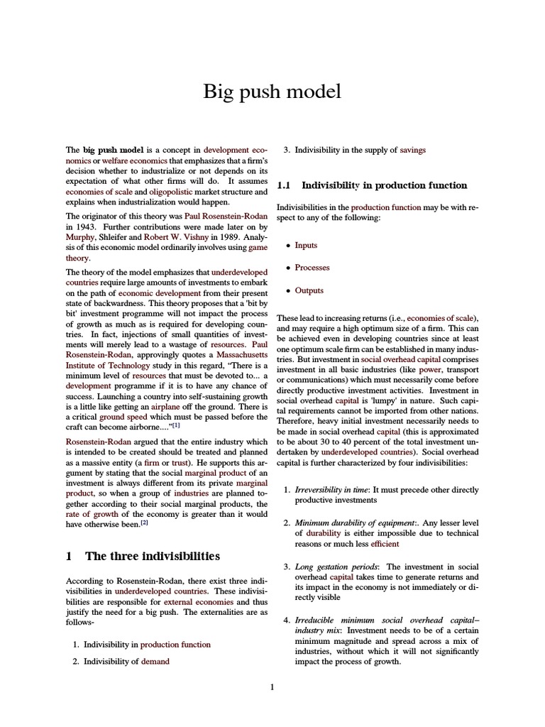 Big Push Model | PDF | Economics | Economies