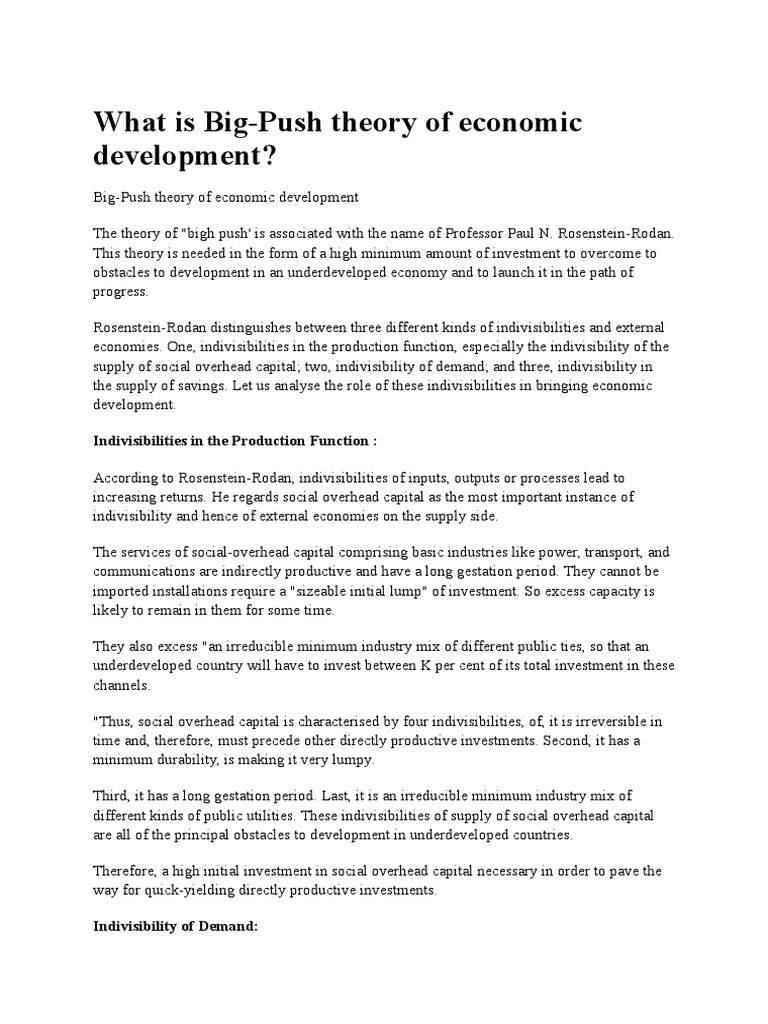 Big Push Theory of Development | Economic Theories | Economics