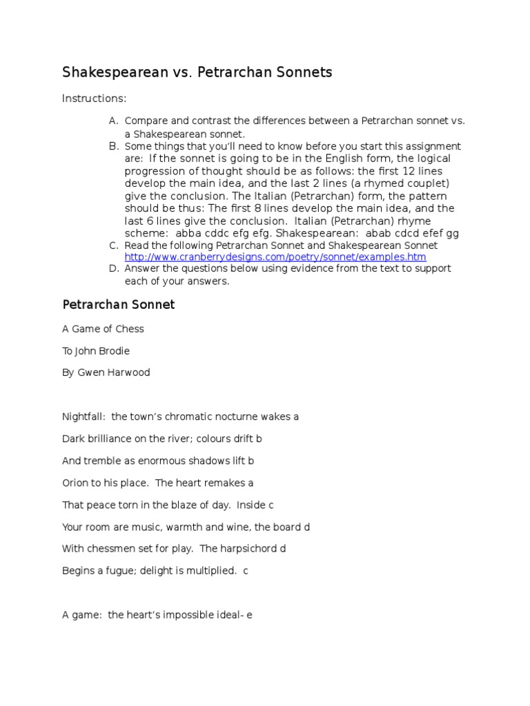 Shakespearean vs Petrarchan | Poems | Poetic Form