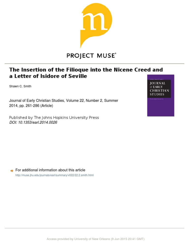The Insertion of The Filioque Into The Nicene Creed and A Letter of ...