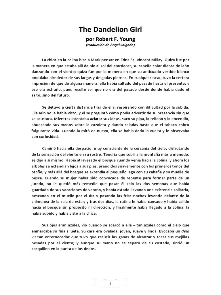 The Dandelion Girl (Spanish Translation) | PDF | Viaje en el tiempo ...