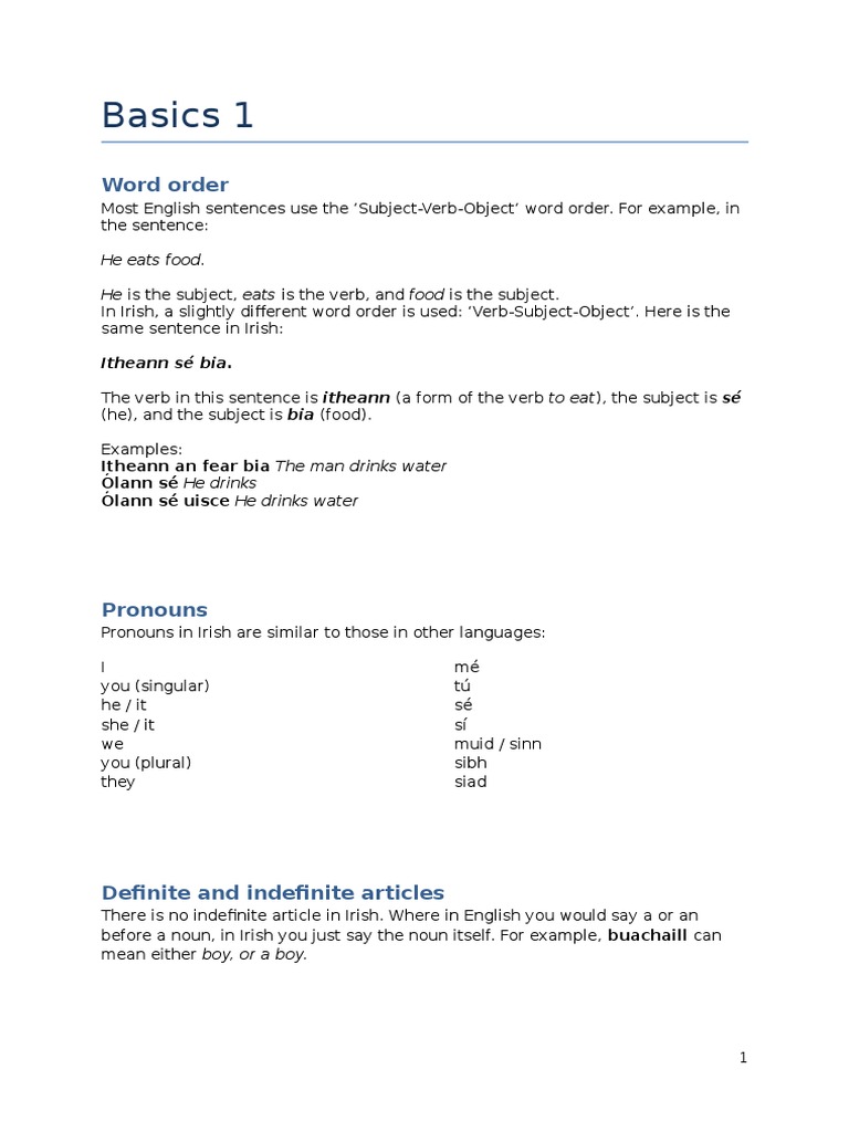 Irish Grammar Book | PDF | Grammatical Number | Grammatical Conjugation