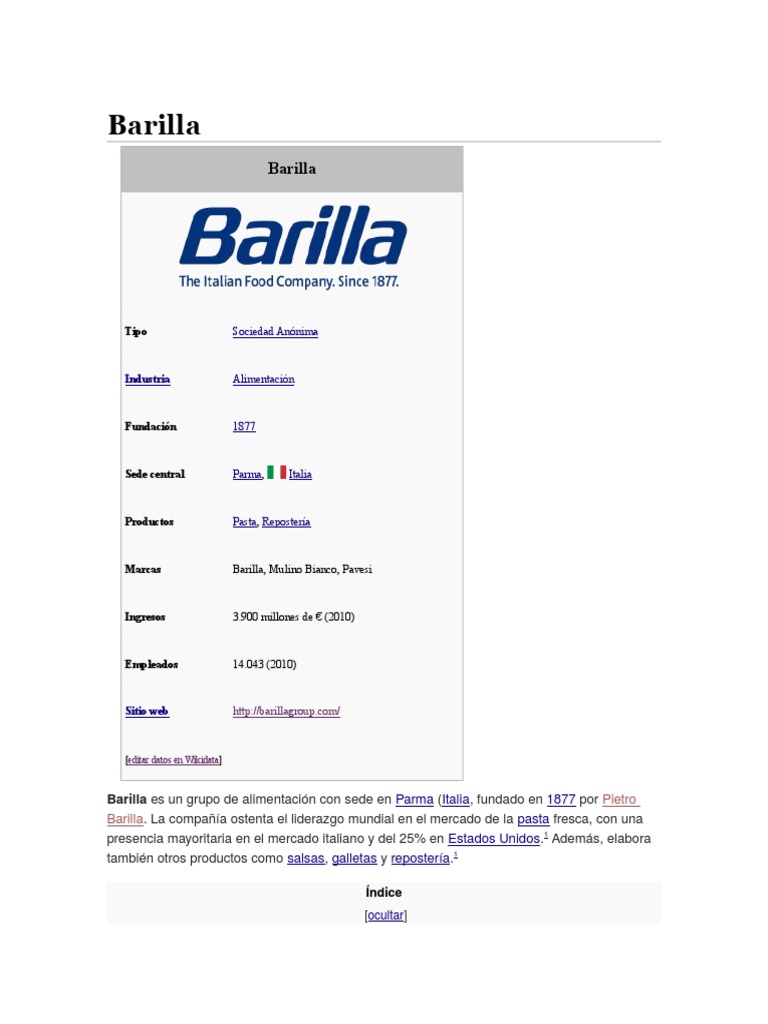 Barilla | PDF | Pasta | Cocina italiana