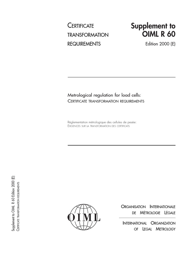OIML R60-1 Load Cell Certificate Changes | PDF | Amplifier | Celsius