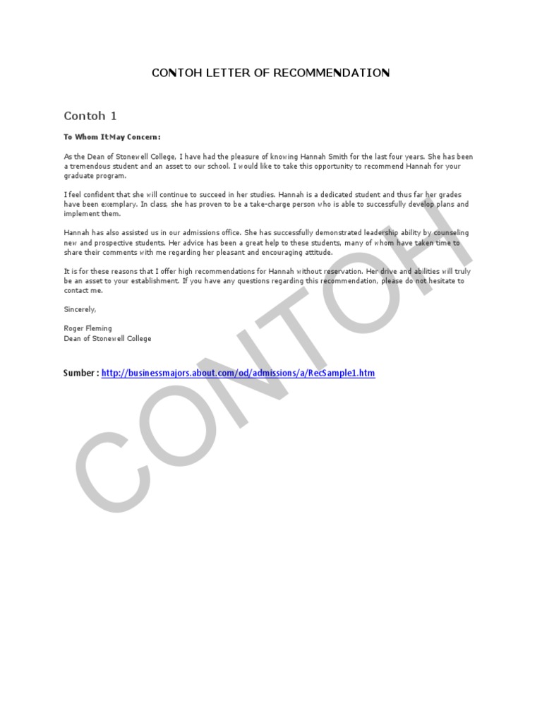 Contoh Letter of Recommendation | PDF