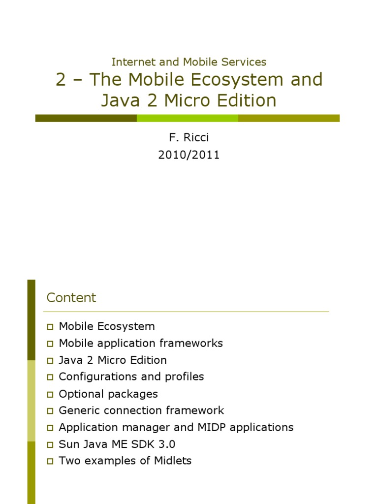 2 - The Mobile Ecosystem and Java 2 Micro Edition | PDF | General ...