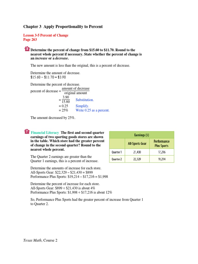 Percent of Change Notes | PDF