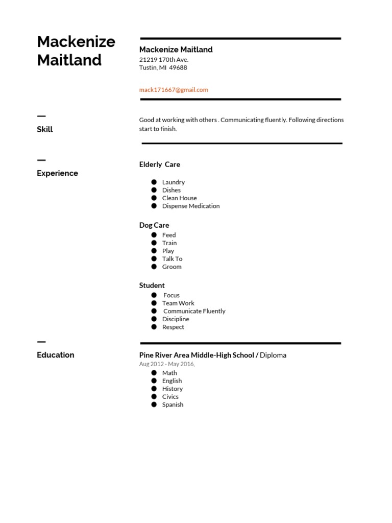 Mackenize Maitland Resume Overview | PDF
