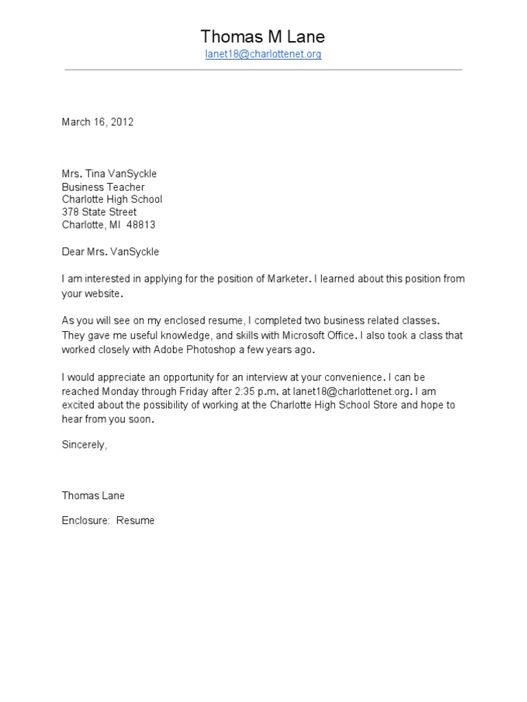 Coverletter | PDF | Career & Growth