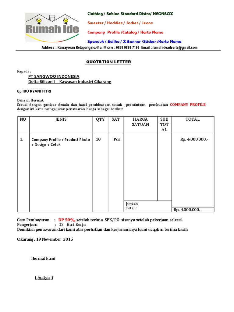 Form Penawaran PT SANGWOO | PDF