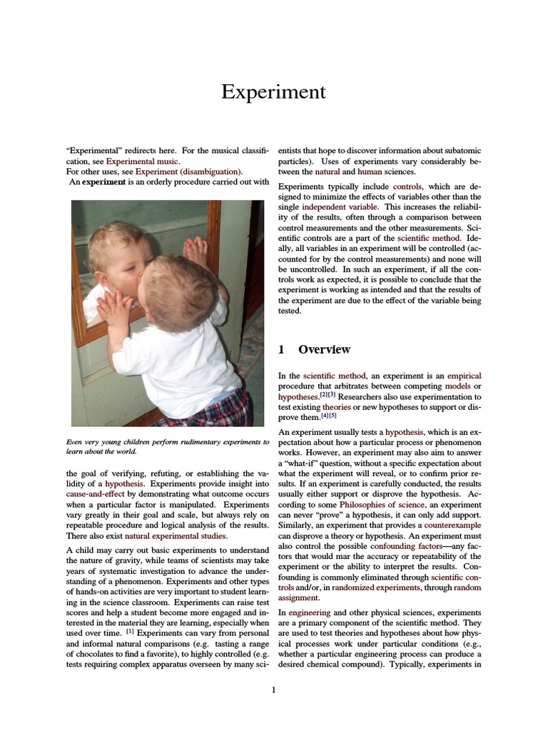 Experiment: 1 Overview | PDF | Scientific Control | Experiment