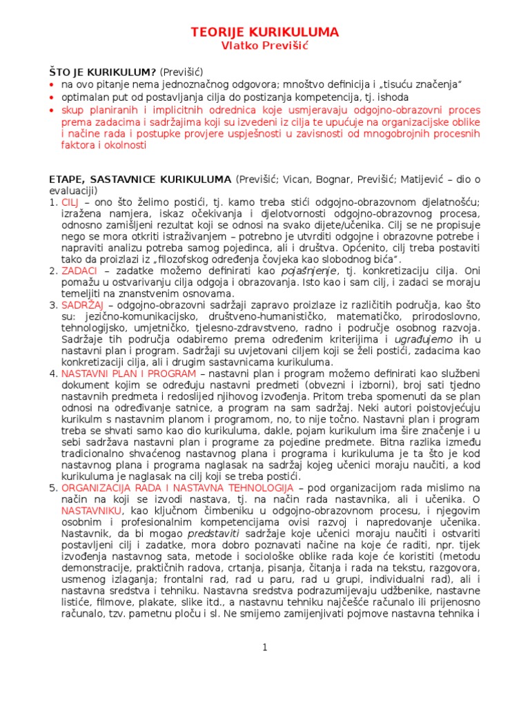 Teorije Kurikuluma | PDF
