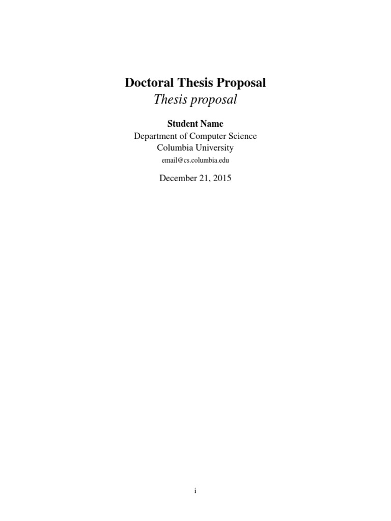 Doctoral Thesis Proposal Thesis Proposal: Student Name Department of ...