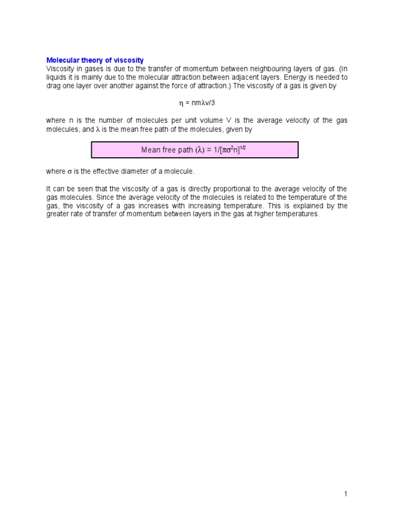 Molecular Theory of Viscosity | PDF