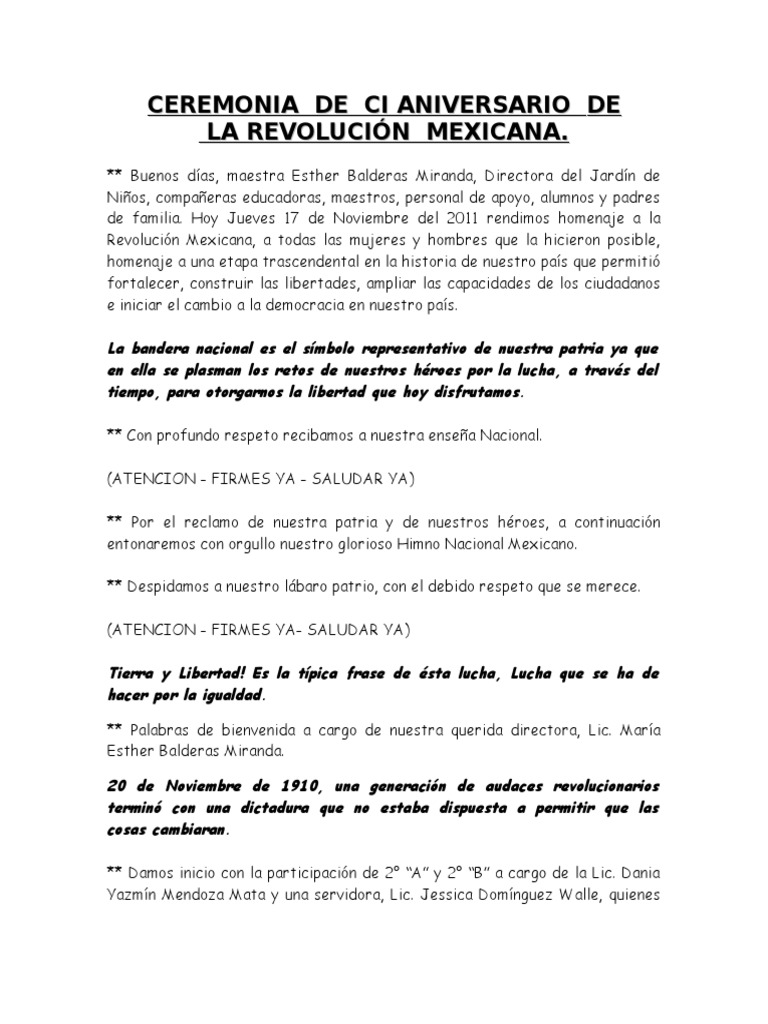 Ceremonia 20 Noviembre | PDF | revolución mejicana | Militares de mexico
