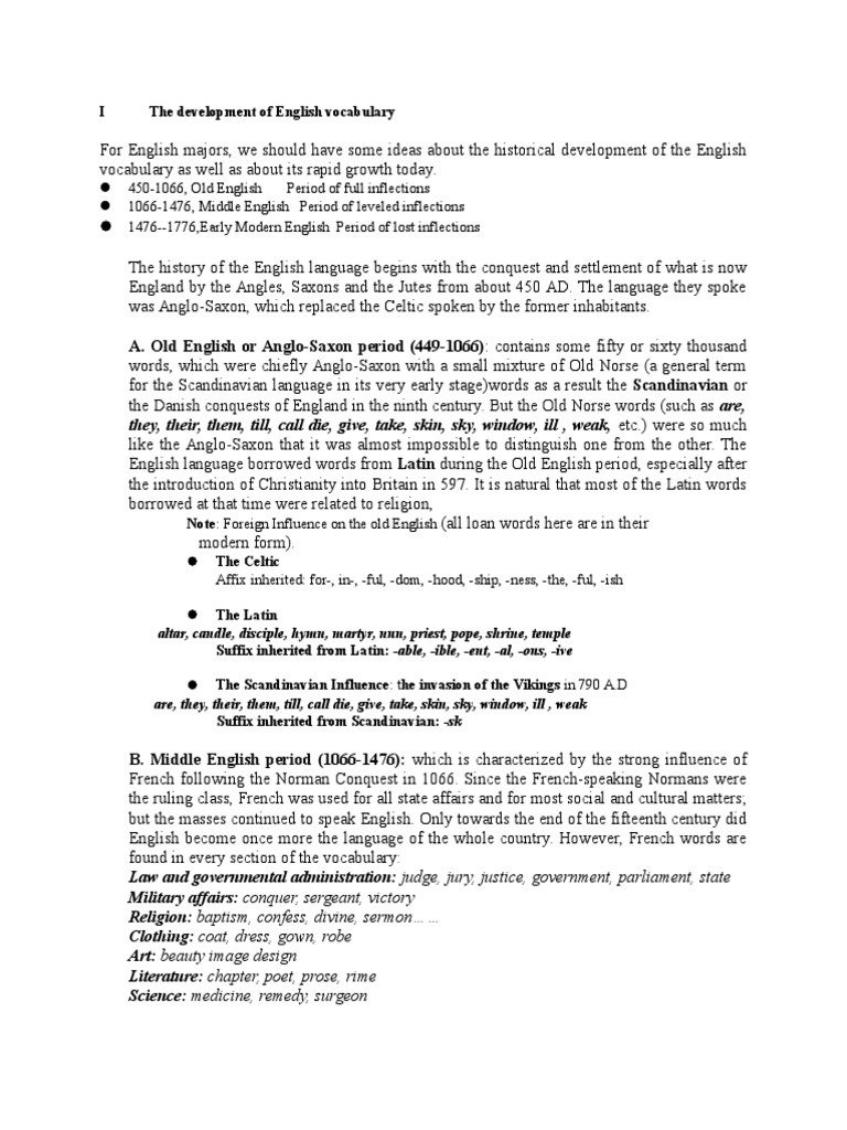 Evolution of English Vocabulary | PDF | English Language | Human ...