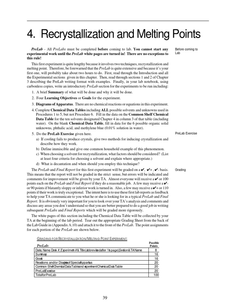 Recrystallization and Melting Points | PDF | Filtration | Crystallization