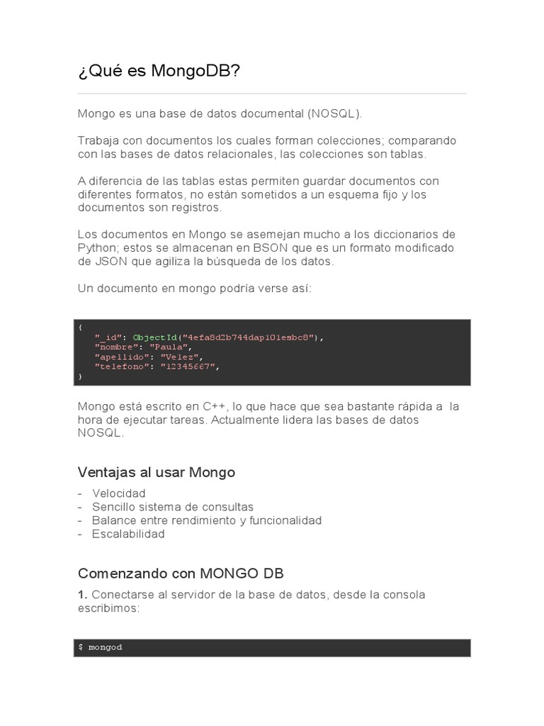 Qué Es MongoDB | PDF | Mongo Db | Bases de datos
