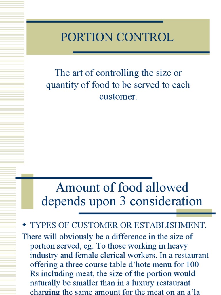 Portion Control | PDF | Foods | Prices