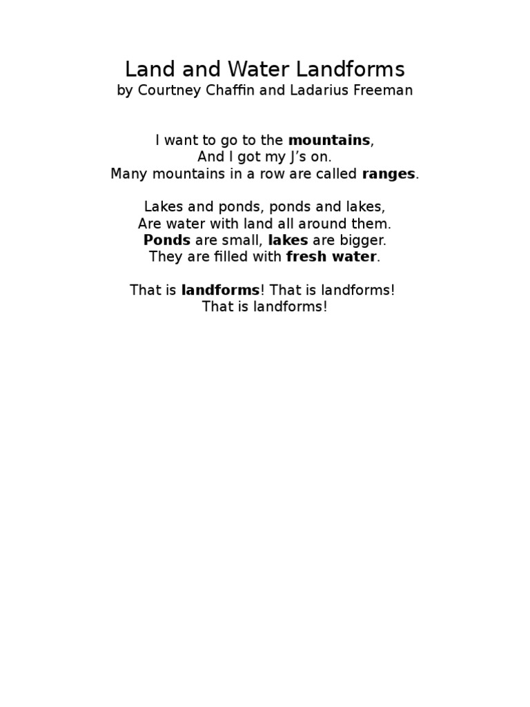 Landforms Rap Landandwater | PDF | Poetry